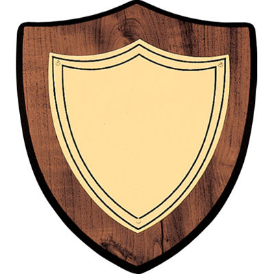 Gold Brass Rounded Shield Plaque | Dinn Trophy