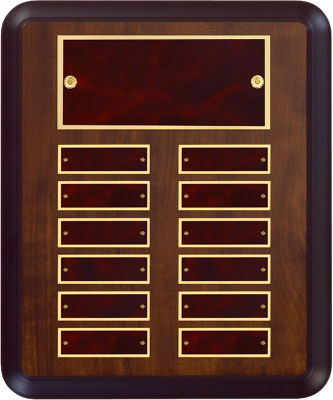 Burgundy Plaque with 12 Nameplates | Dinn Trophy