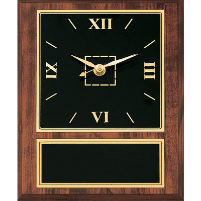 Contemporary Black Brass Clock Plaque | Dinn Trophy