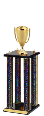 Large Dazzling Black 4 Column Trophy | Dinn Trophy