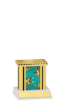 Teal Star Trophy with Half Rectangular Column | Dinn Trophy