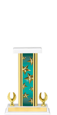 Teal Star Trophy with Rectangular Column and 2 Eagle Base | Dinn Trophy