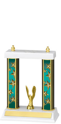 Teal Star Trophy with Double Column Base | Dinn Trophy