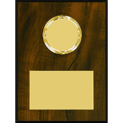 Classic Walnut-tone Emblem Plaque | Dinn Trophy