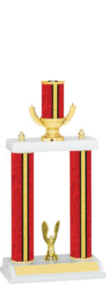 Red & Gold Trophy w/ Double Column Base | Dinn Trophy