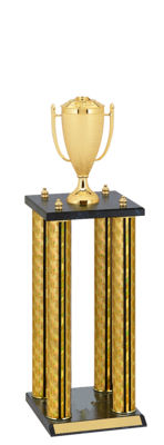 Holographic Black & Gold 4 Columns Trophy | Dinn Trophy