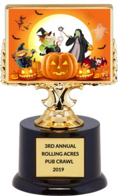 Halloween Trophy - Black Acrylic "Spooky Halloween" Trophy | Dinn Trophy