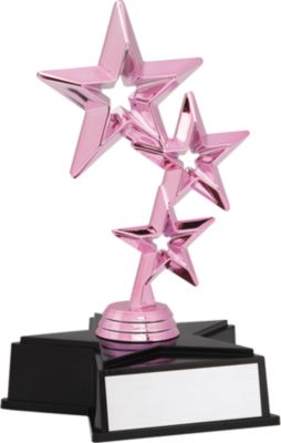Pink Triple Star Dance Trophy & Black Star Base | Dinn Trophy