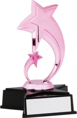 Pink Double Shooting Star Dance Trophy & Black Star Base | Dinn Trophy