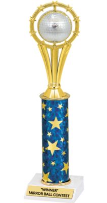 Mirror Ball Winner! Blue and Gold Achievement Trophy | Dinn Trophy