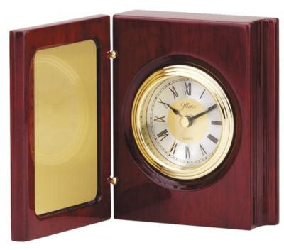 Folding Quartz Clock Desk Set with Engraving Plate | Dinn Trophy
