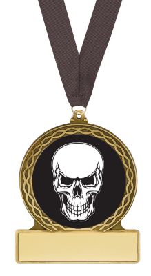 Skull Medal with Black Neck Ribbon, Trophies, Medals & Pins | Dinn Trophy