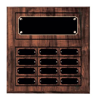 Black Brass Perpetual Plaque w/ 12 Plates | Dinn Trophy