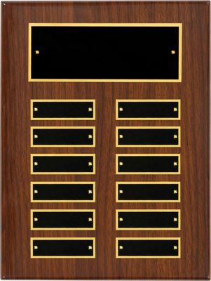 Walnut High Gloss Perpetual Plaque | Dinn Trophy