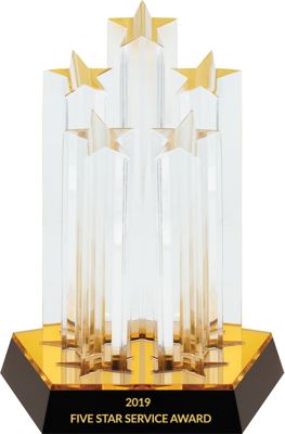 Five Star Lucite Award on a Mirrored Black Acrylic Base, Star Awards ...