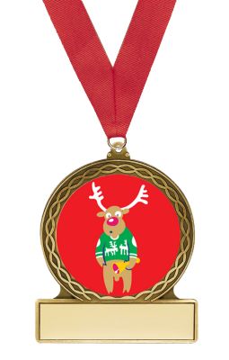 Reindeer Medal with Red Ribbon, Trophies, Medals & Pins | Dinn Trophy ...