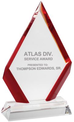 Crystal Arrow Award with Ruby Accents | Dinn Trophy