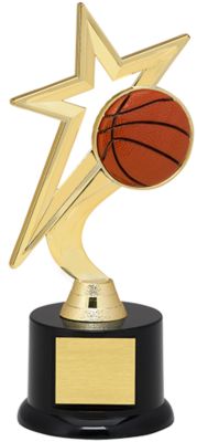 Gold Star Basketball Trophy with Black Acrylic Base | Dinn Trophy