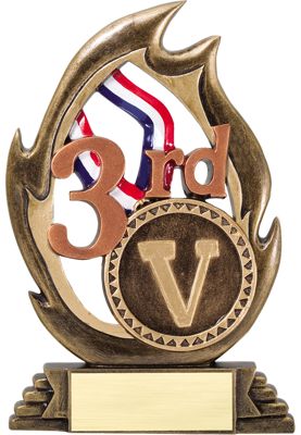 Third Place Resin Flame Cut-Out Trophy | Dinn Trophy