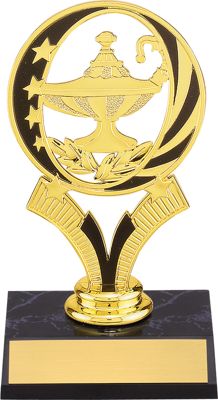 Lamp of Learning Gold Hoop Trophy with Black Base, Trophies | Dinn Trophy