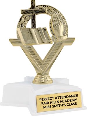 Cross and Bible Trophy with Star Base | Dinn Trophy