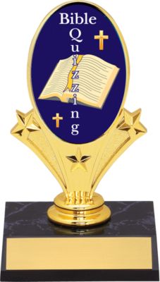 Religious Oval Riser Bible Quizzing Award - Black Base | Dinn Trophy