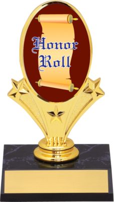 Honor Roll Oval Riser Trophy with black base, Trophies | Dinn Trophy