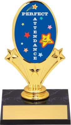 Perfect Attendance Oval Riser Trophy with black base | Dinn Trophy