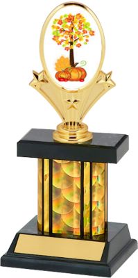 Small Holographic Fall Festival Black & Gold Column Trophy | Dinn Trophy