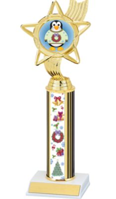 Colorful Christmas Trophy with Festive Penguin, Trophies, Medals & Pins ...